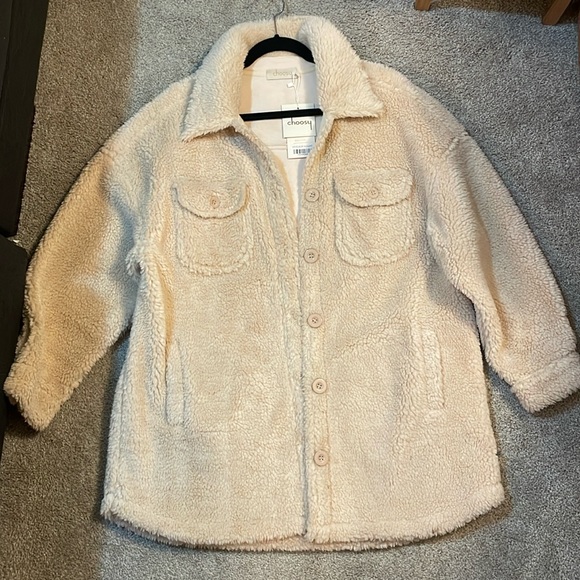 Choosy | Jackets & Coats | Nwt Oversized Shearling Jacket Womens Xs ...